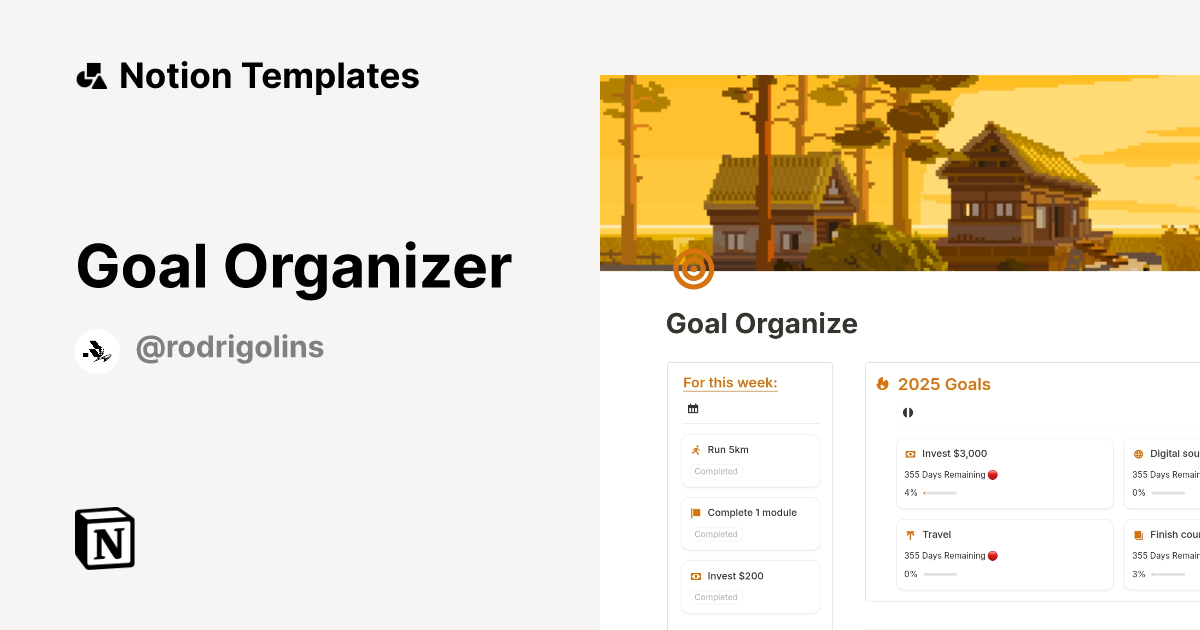 Goal Organizer Template | Notion Marketplace