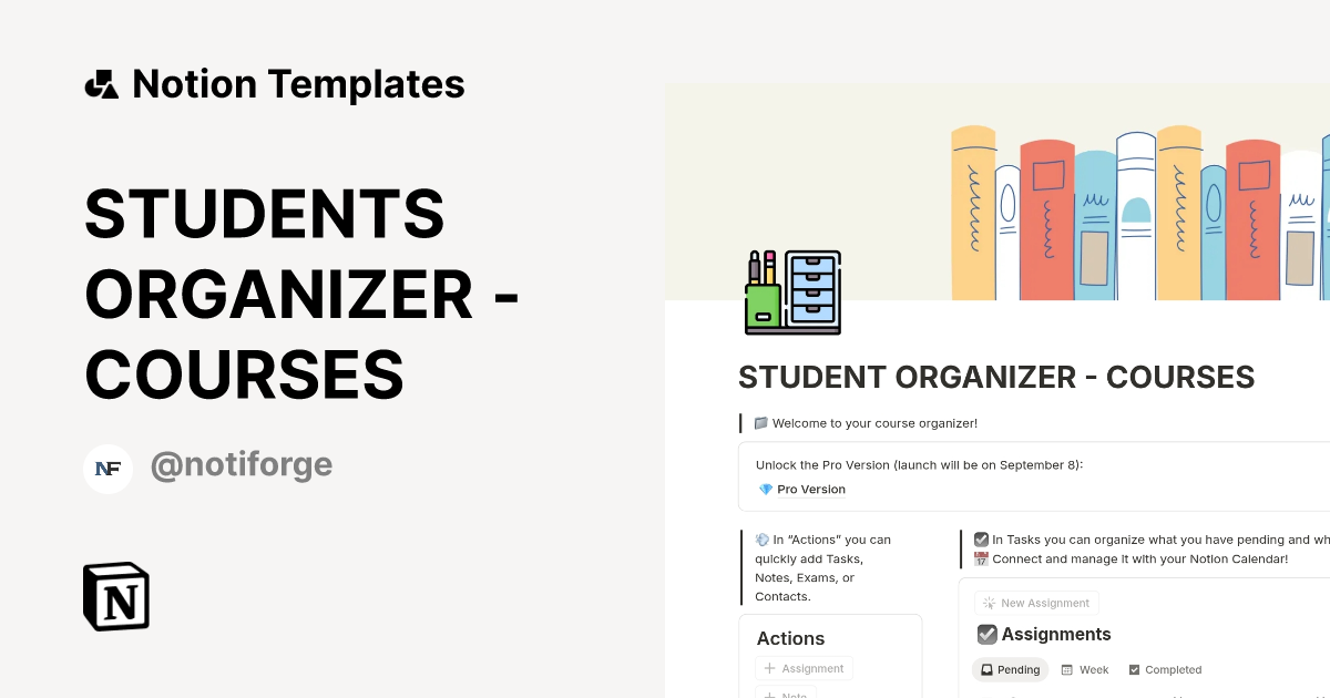 STUDENTS ORGANIZER - COURSES Template by NotiForge | Notion Marketplace