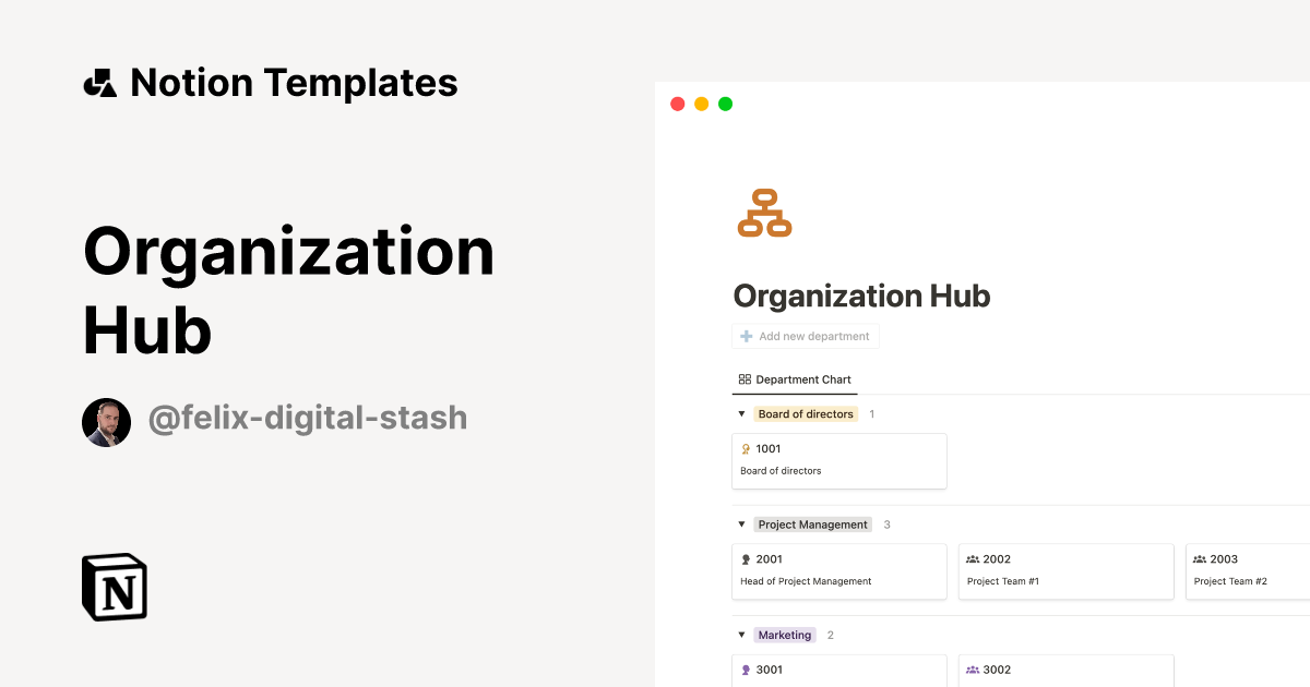 Organization Hub Template by Felix' Digital Stash | Notion Marketplace