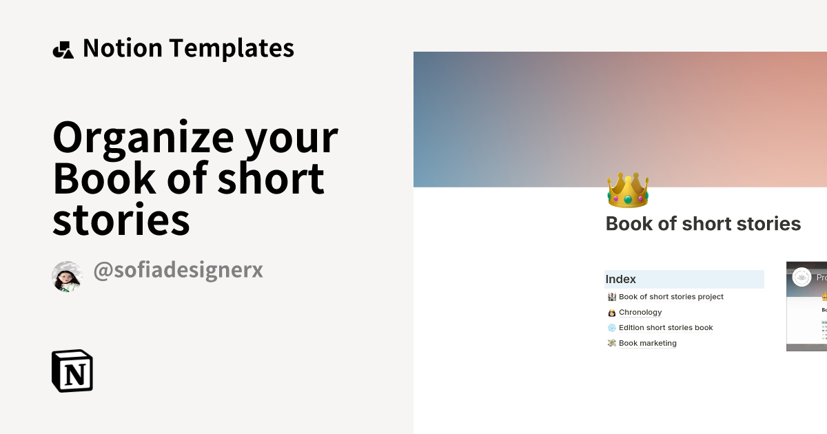 Organize your Book of short stories Template | Notion Marketplace