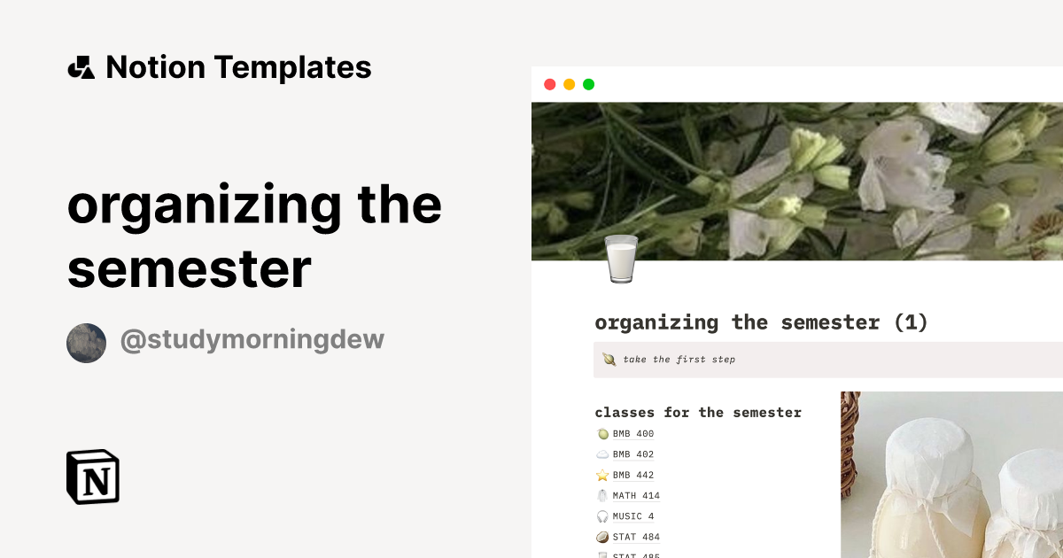 organizing the semester Template by yena's studygram | Notion Marketplace