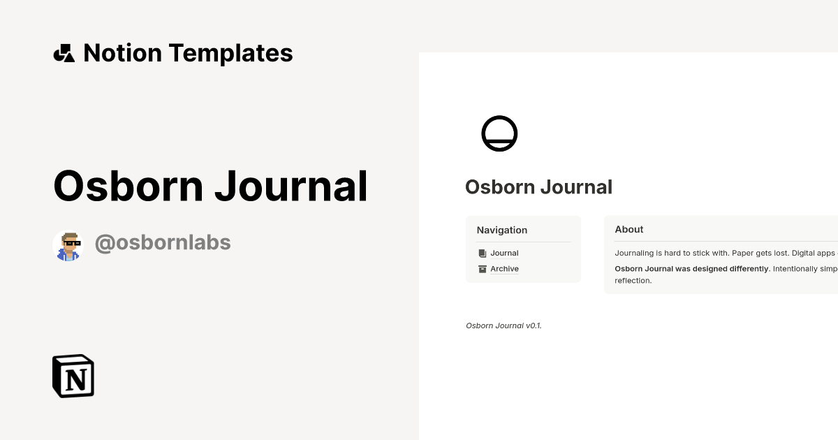 Osborn Journal Template by Osborn | Notion Marketplace
