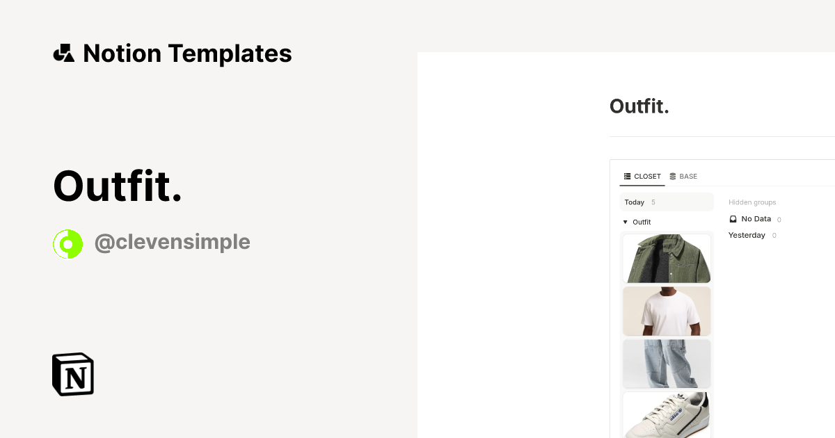 Outfit. Template by CLEVENSIMPLE. | Notion Marketplace