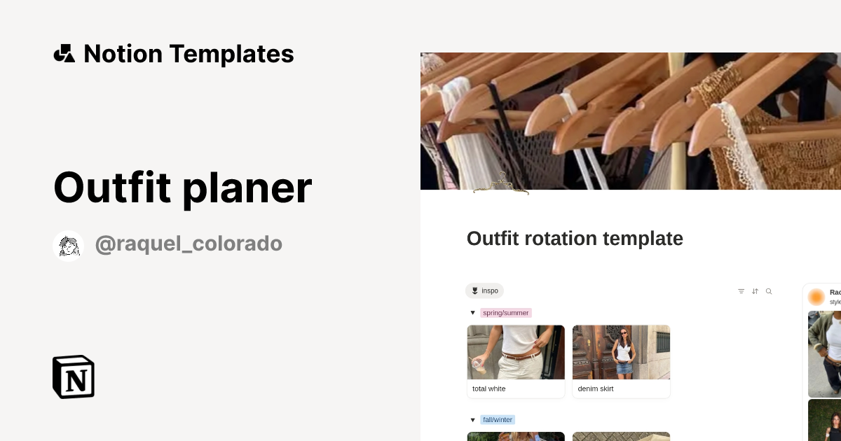 Outfit planer Template by Raquel | Notion Marketplace