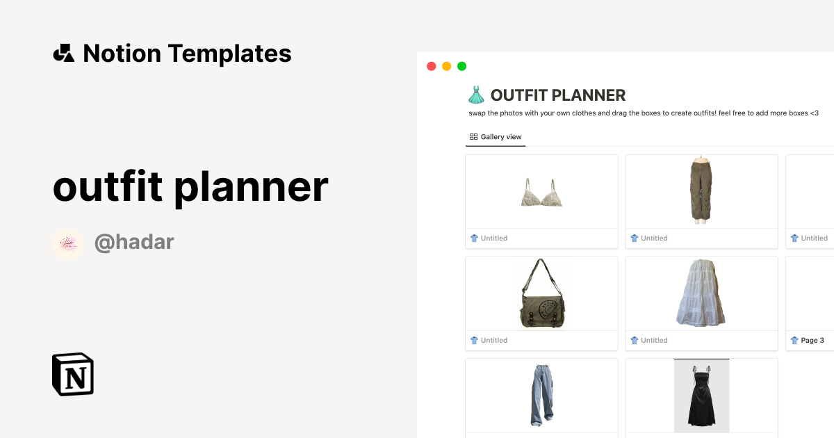 outfit planner Template by hadar | Notion Marketplace