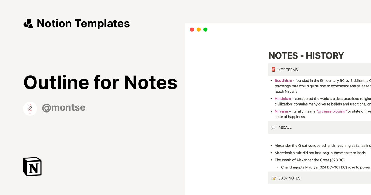 Outline for Notes Template | Notion Marketplace