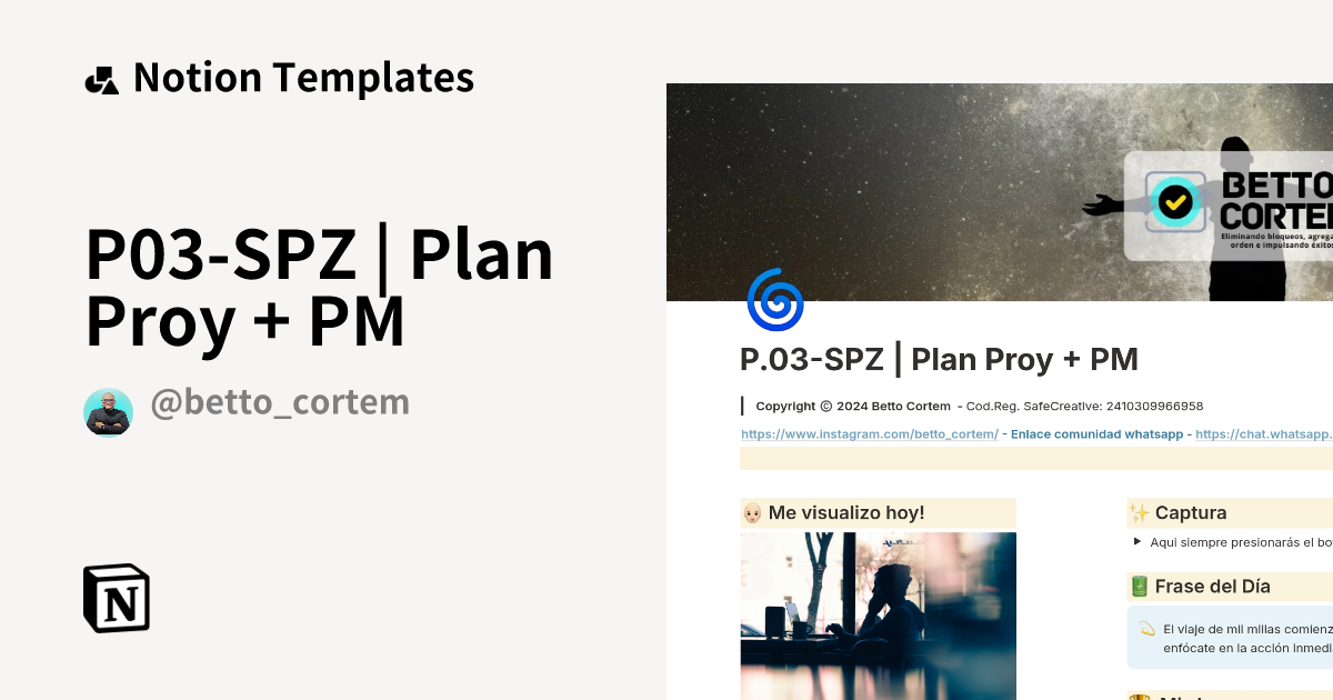 P03-SPZ | Plan Proy + PM Template | Notion Marketplace