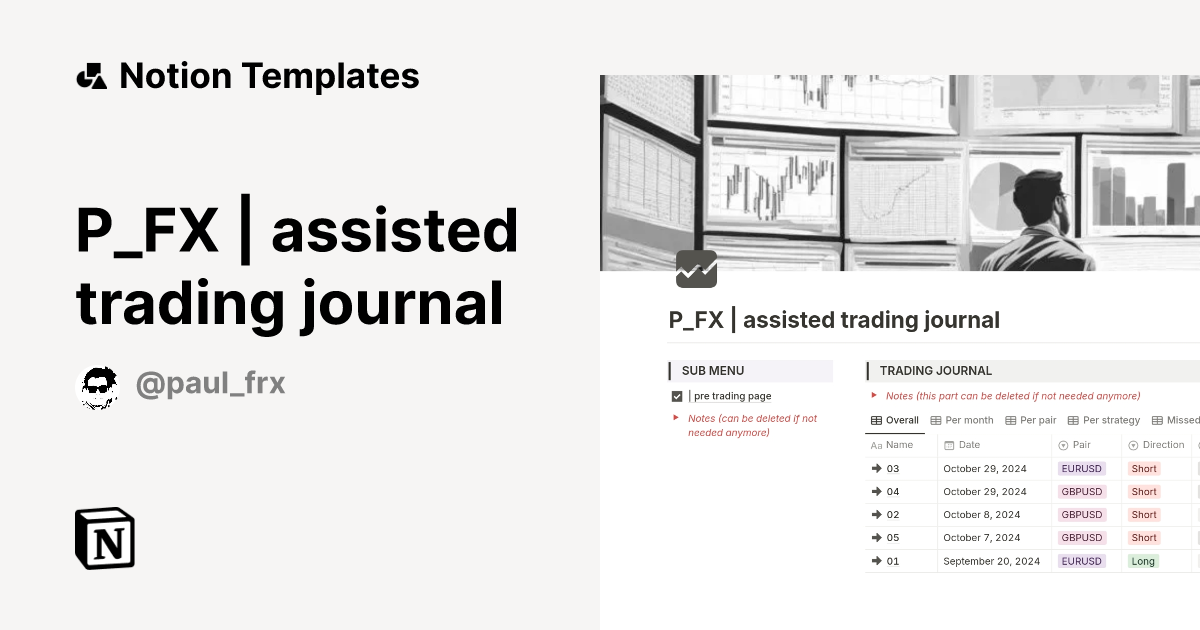 P_FX | assisted trading journal Template by Paul FX | Notion Marketplace
