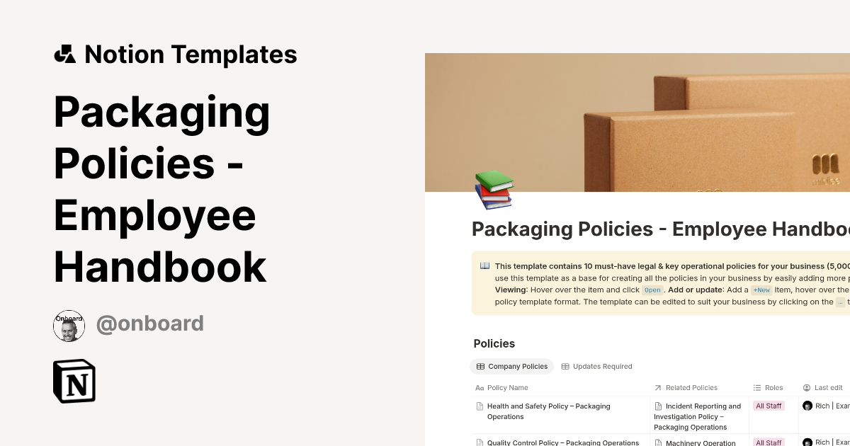 Packaging Policies - Employee Handbook Template | Notion Marketplace