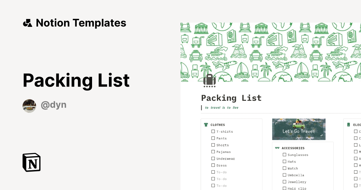 Packing List Template | Notion Marketplace