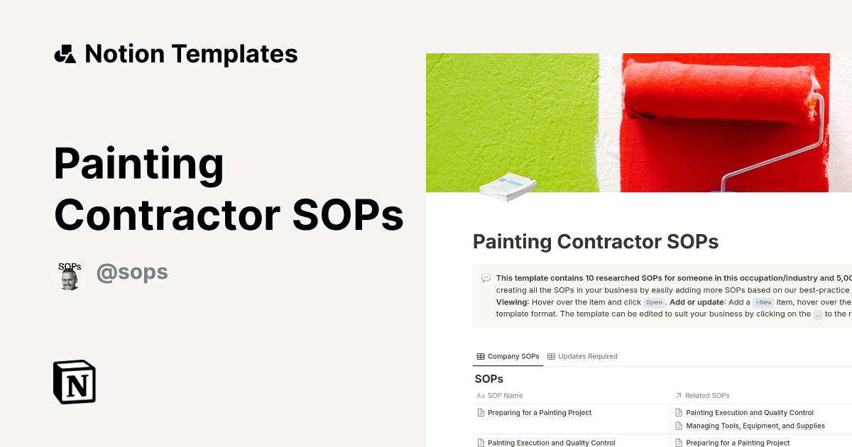 Painting Contractor SOPs Template | Notion Marketplace