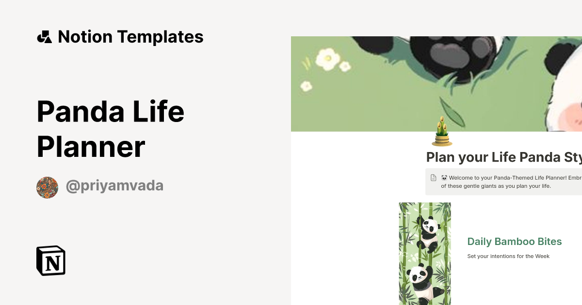 Panda Life Planner Template | Notion Marketplace