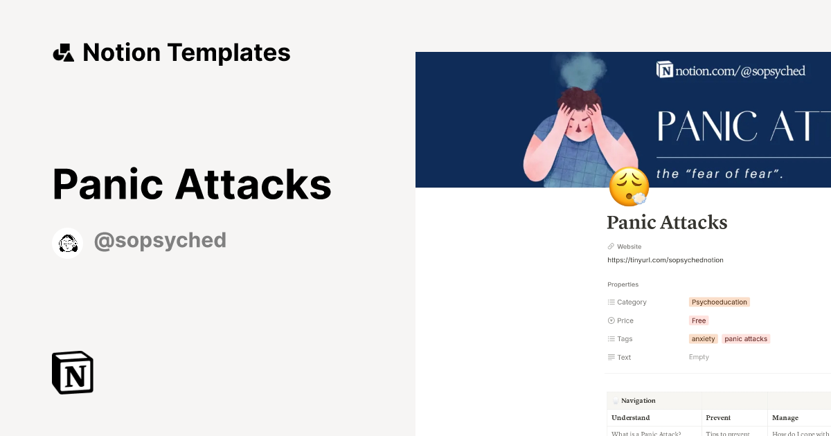 Panic Attacks Template by Sophie | Notion Marketplace