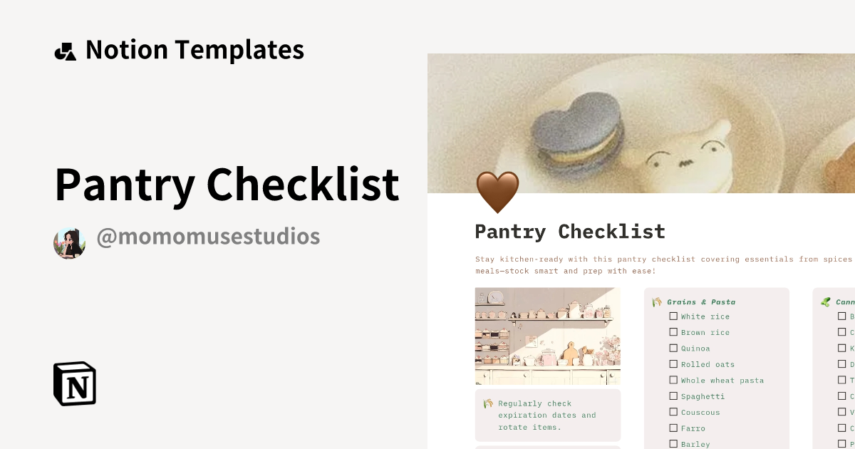 Pantry Checklist Template | Notion Marketplace