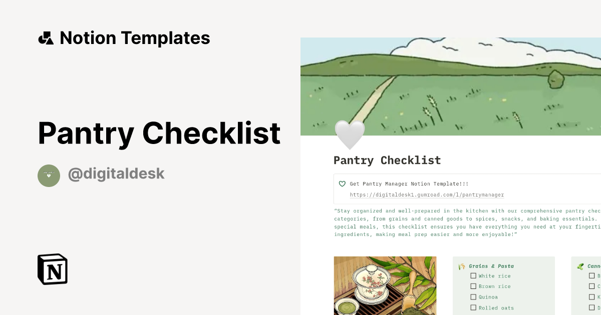 Pantry Checklist Template | Notion Marketplace