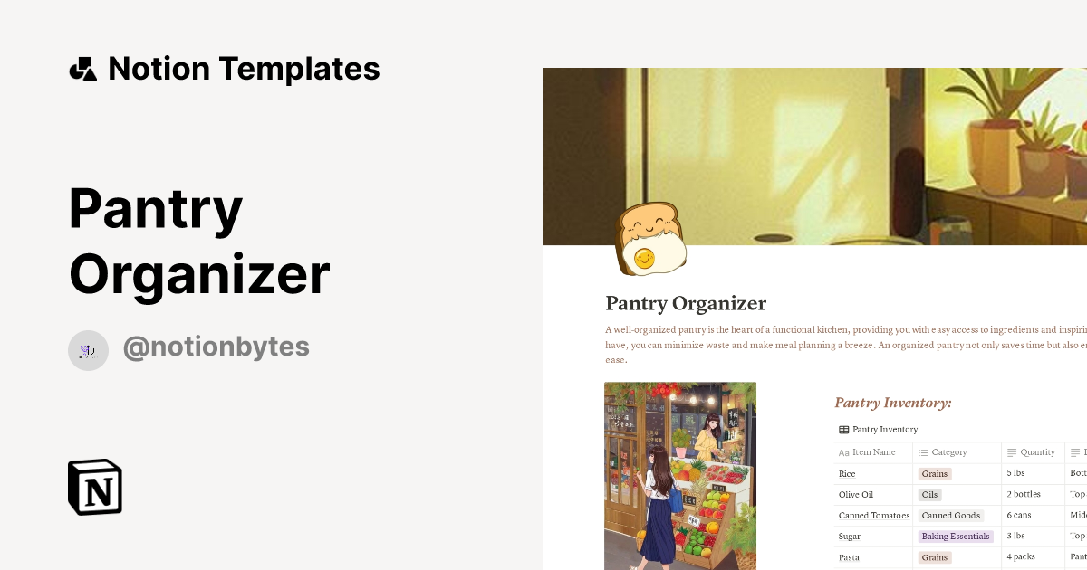 Pantry Organizer Template by Notion Bytes | Notion Marketplace