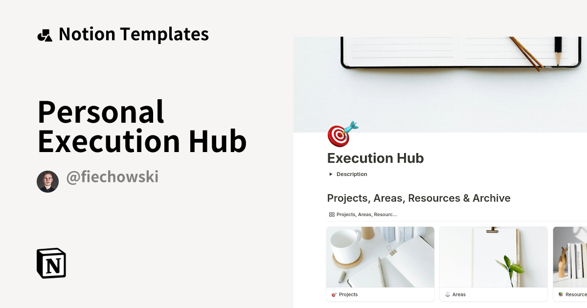 Personal Execution Hub Template by Tomasz Fiechowski | Notion Marketplace