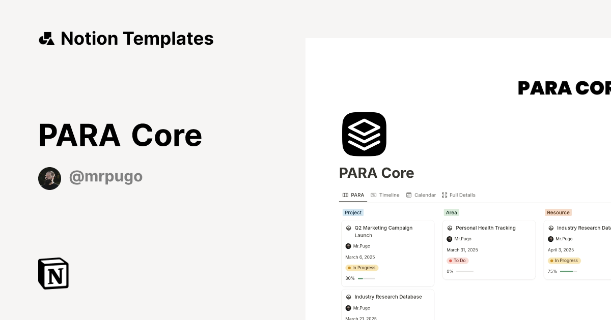 PARA Core Template by mrpugo | Notion Marketplace