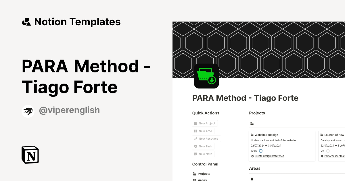 PARA Method - Tiago Forte Template | Notion Marketplace