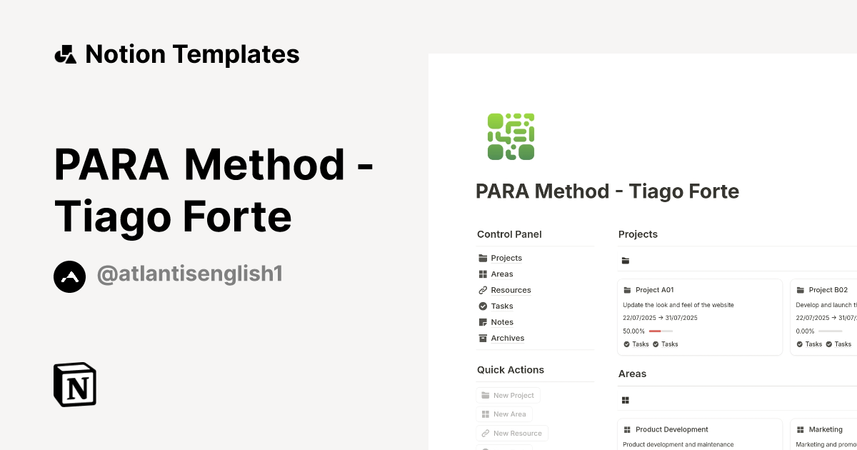 PARA Method - Tiago Forte Template by Atlantis English | Notion Marketplace