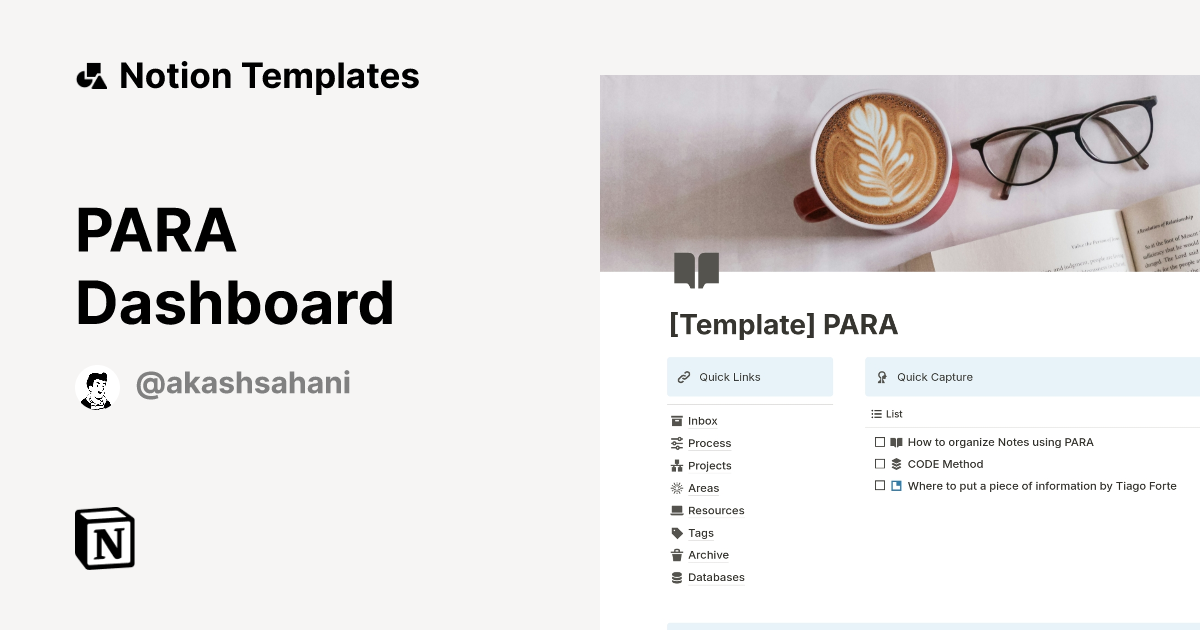 PARA Dashboard Template | Notion Marketplace