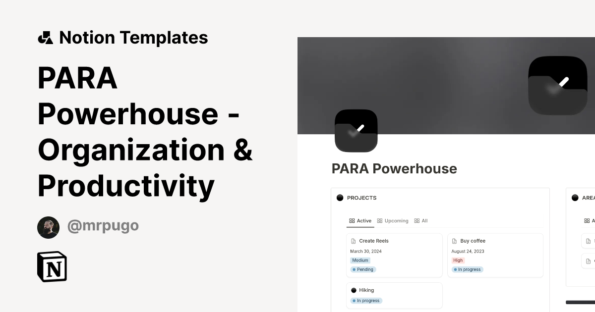 PARA Powerhouse - Organization & Productivity Template | Notion Marketplace
