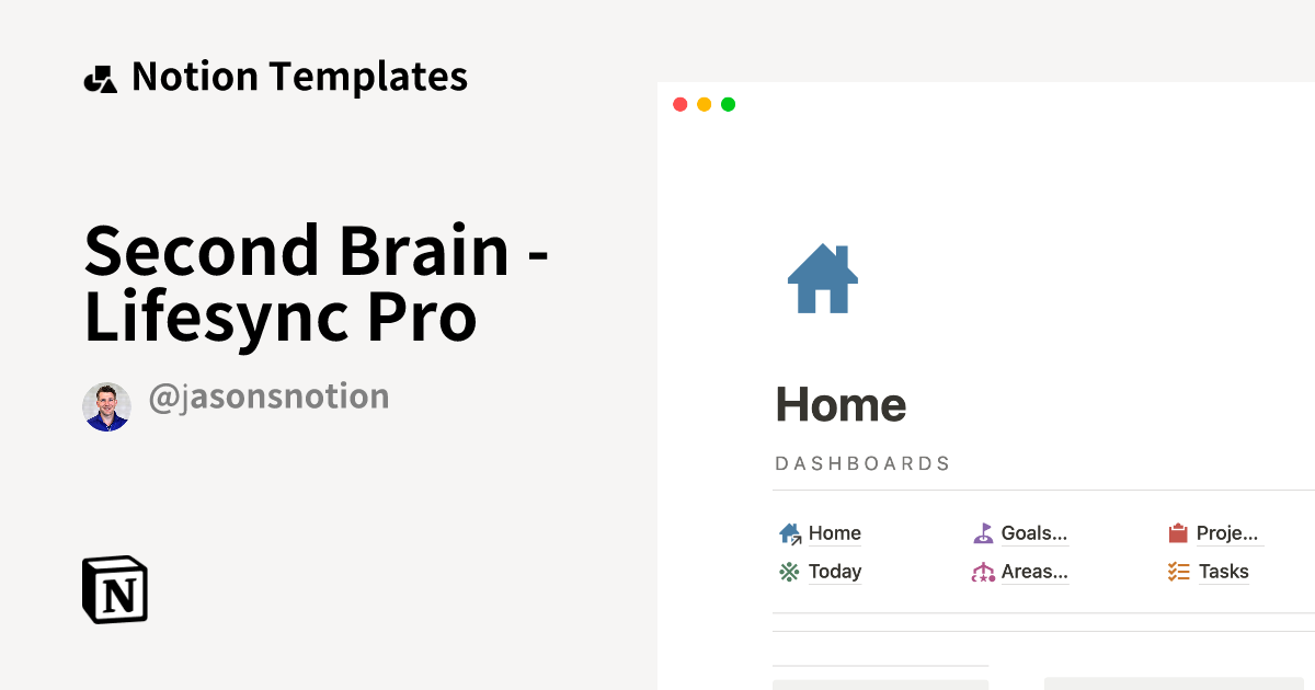 Second Brain - Lifesync Pro Template by Jason's Notion | Notion Marketplace