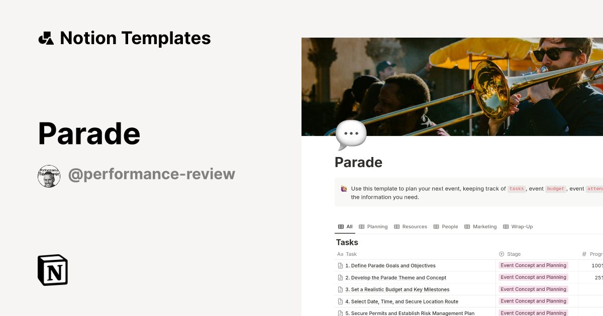 Parade Template | Notion Marketplace
