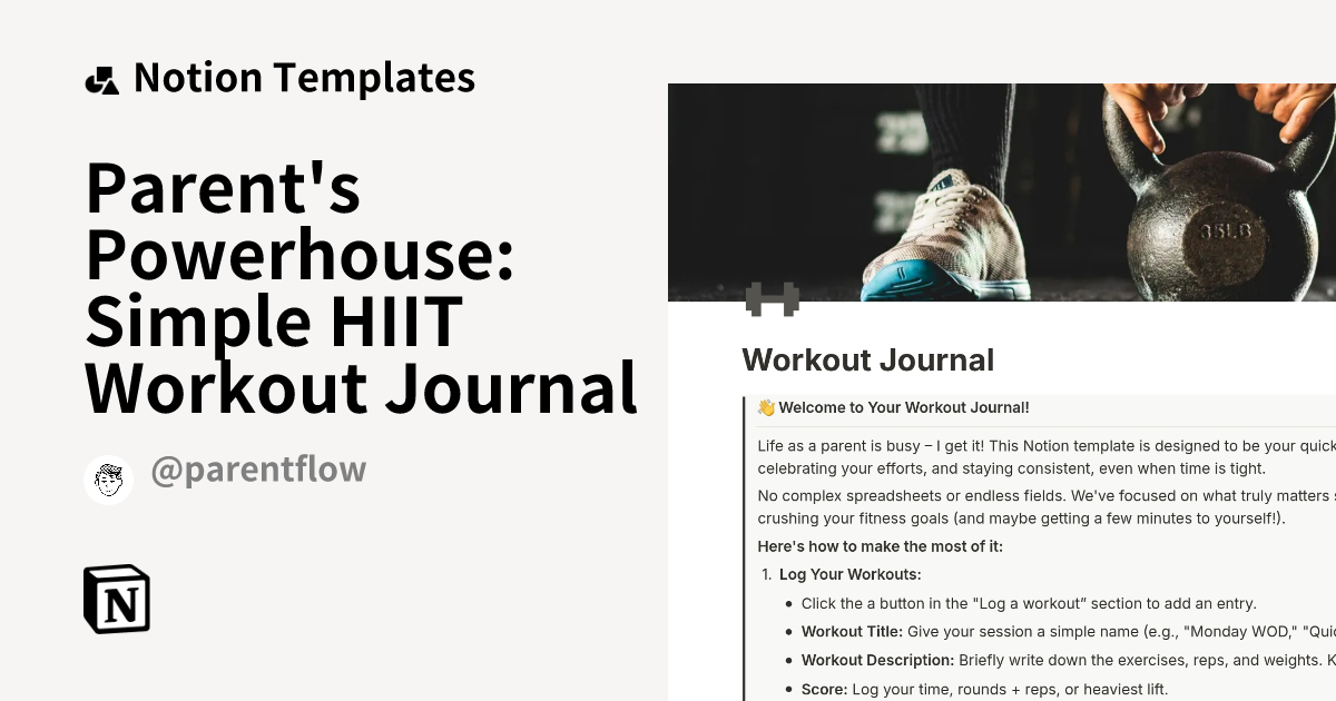 Parent's Powerhouse: Simple HIIT Workout Journal Template by ParentFlow ...