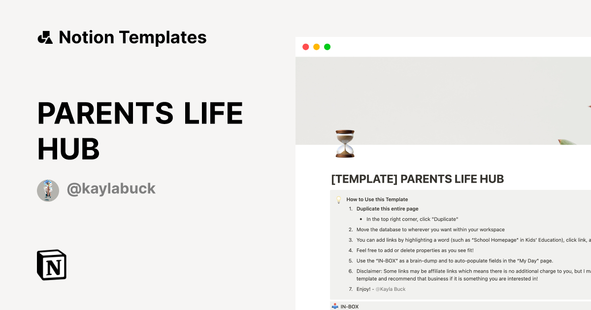 PARENTS LIFE HUB Template | Notion Marketplace
