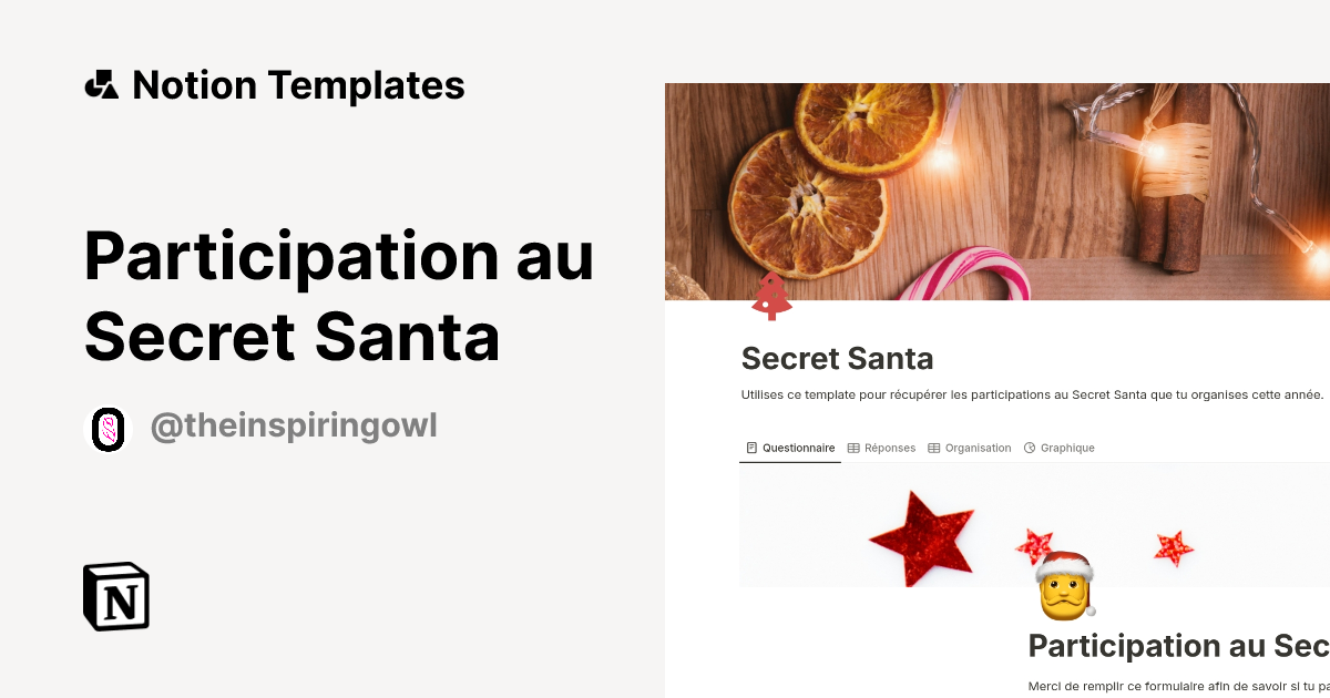 Participation au Secret Santa Template by The Inspiring Owl | Notion ...