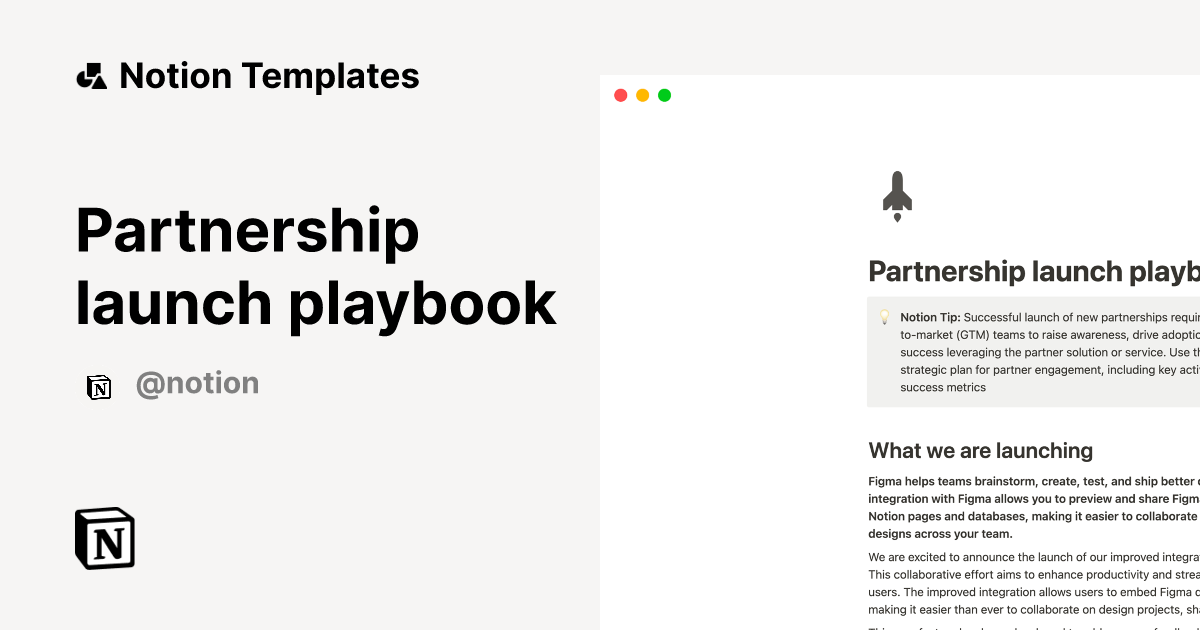 Partnership launch playbook Template by Notion | Notion Marketplace