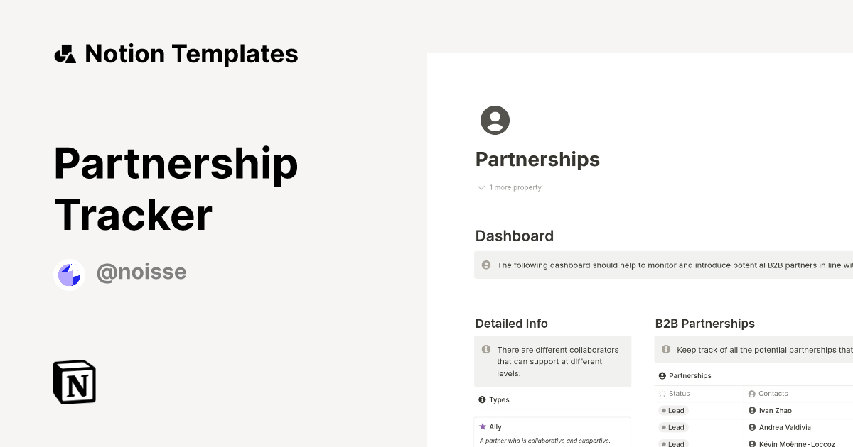 Partnership Tracker Template by NOISSE | Notion Marketplace