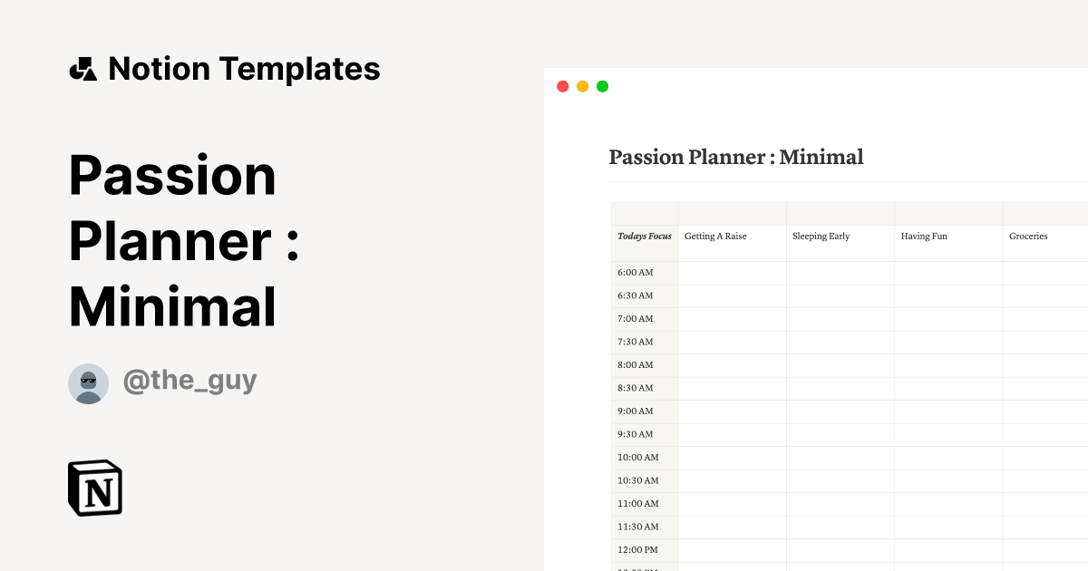Passion Planner : Minimal Template | Notion Marketplace