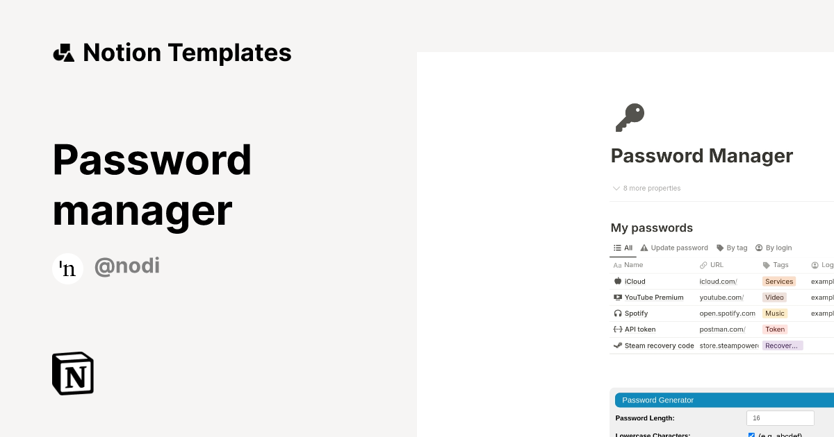 Password manager Template | Notion Marketplace