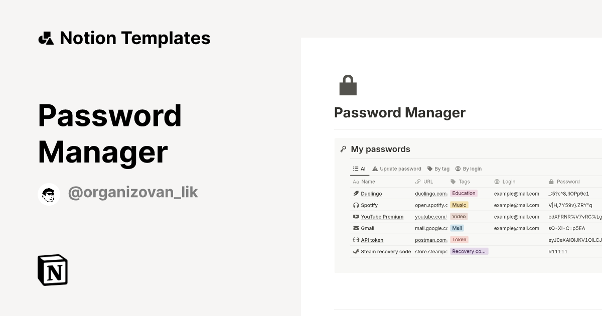 Password Manager Template | Notion Marketplace