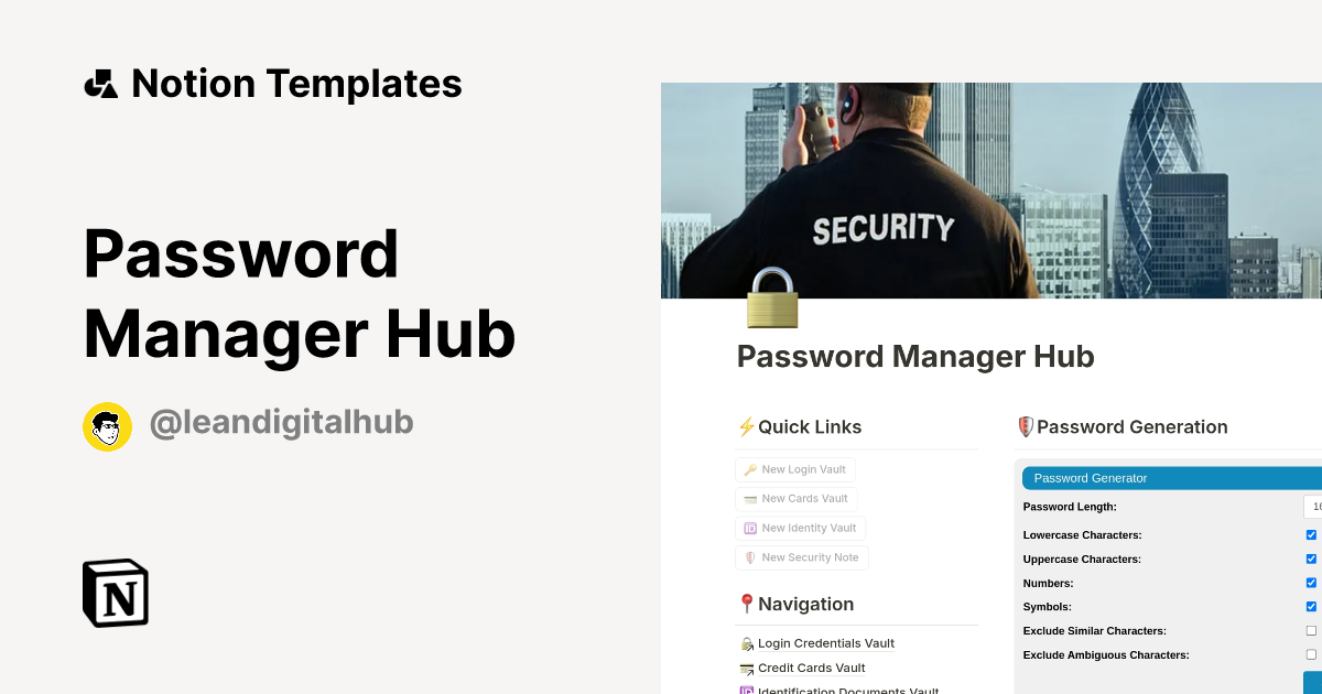 Password Manager Hub Template | Notion Marketplace