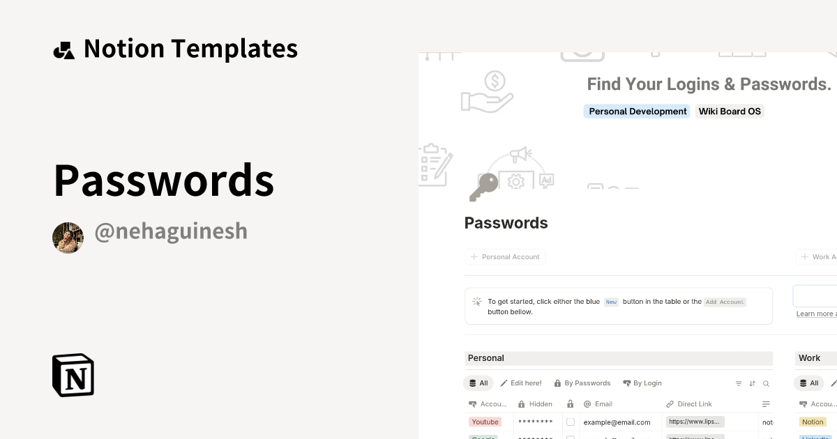 Passwords Template by Neha Guinesh | Notion Marketplace