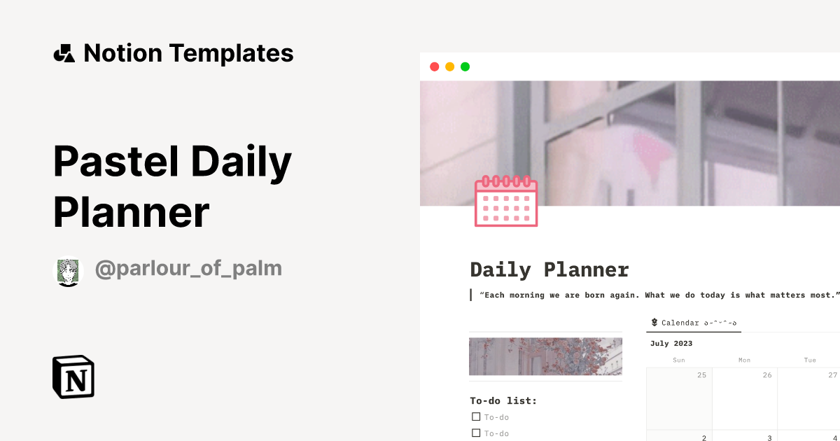 Pastel Daily Planner Template by Notion with Eba | Notion Marketplace