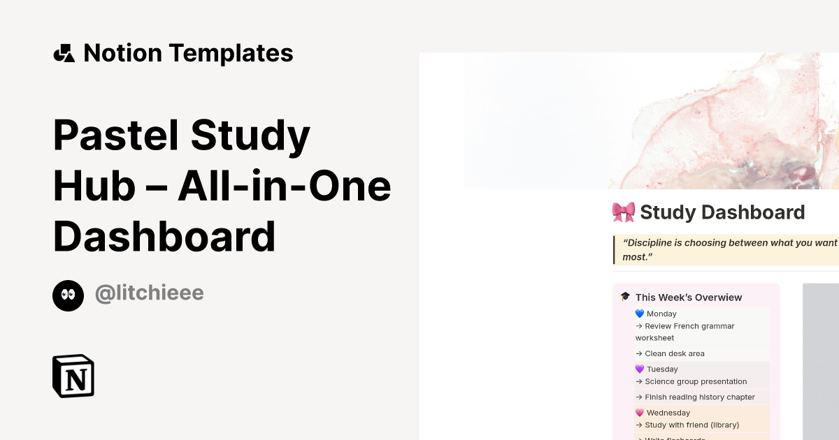 Pastel Study Hub – All-in-One Dashboard Template by Lucas | Notion ...