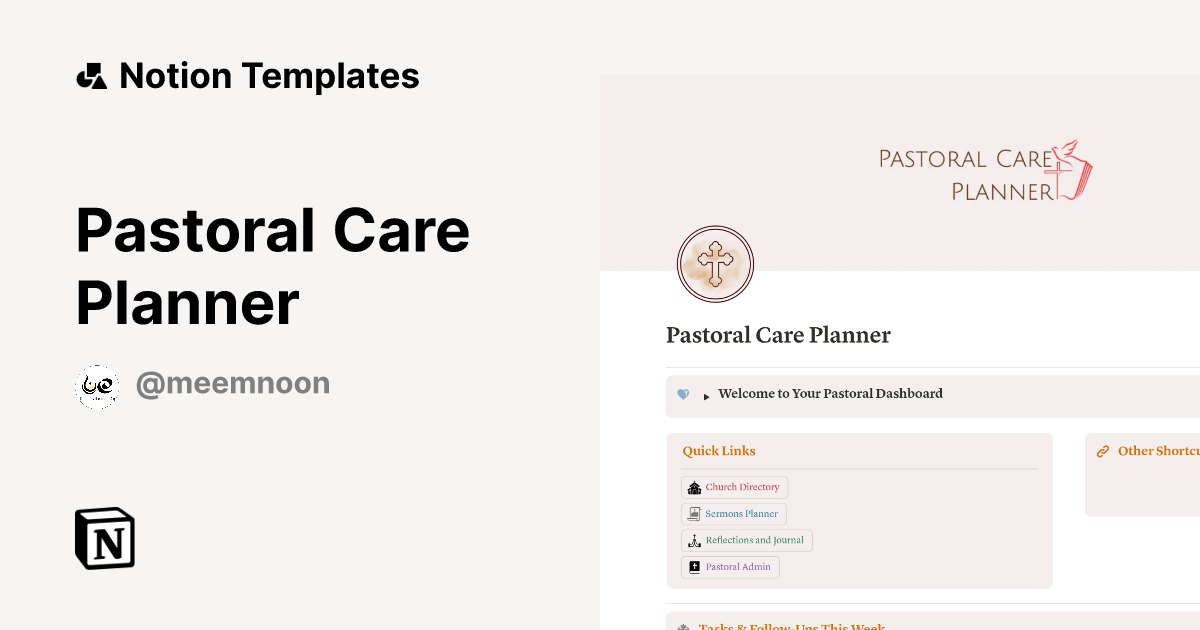 Pastoral Care Planner Template by MeemNoon Co | Notion Marketplace