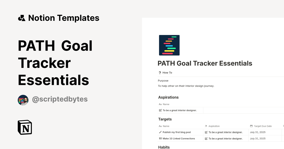 PATH Goal Tracker Essentials Template | Notion Marketplace
