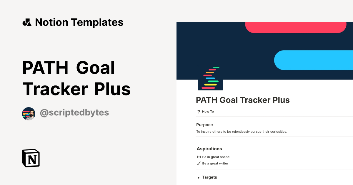 PATH Goal Tracker Plus Template by Scripted Bytes | Notion Marketplace