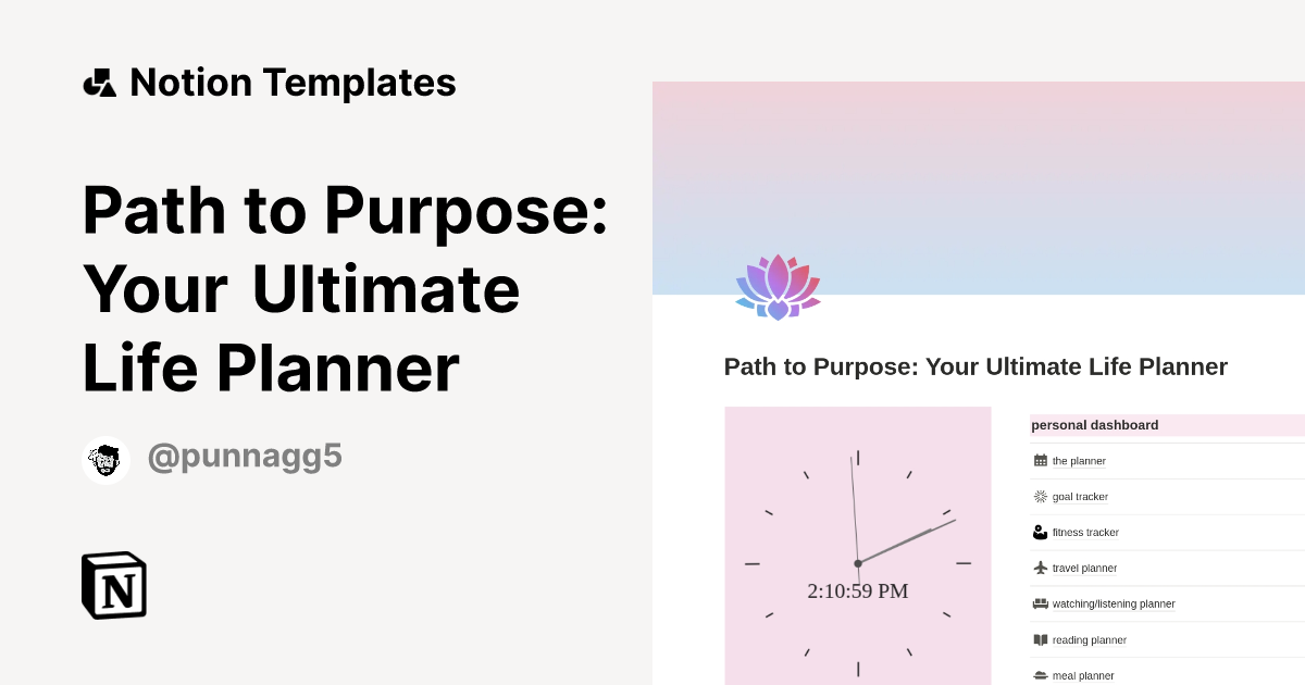 Path to Purpose: Your Ultimate Life Planner Template by Punnag Ghaisas ...