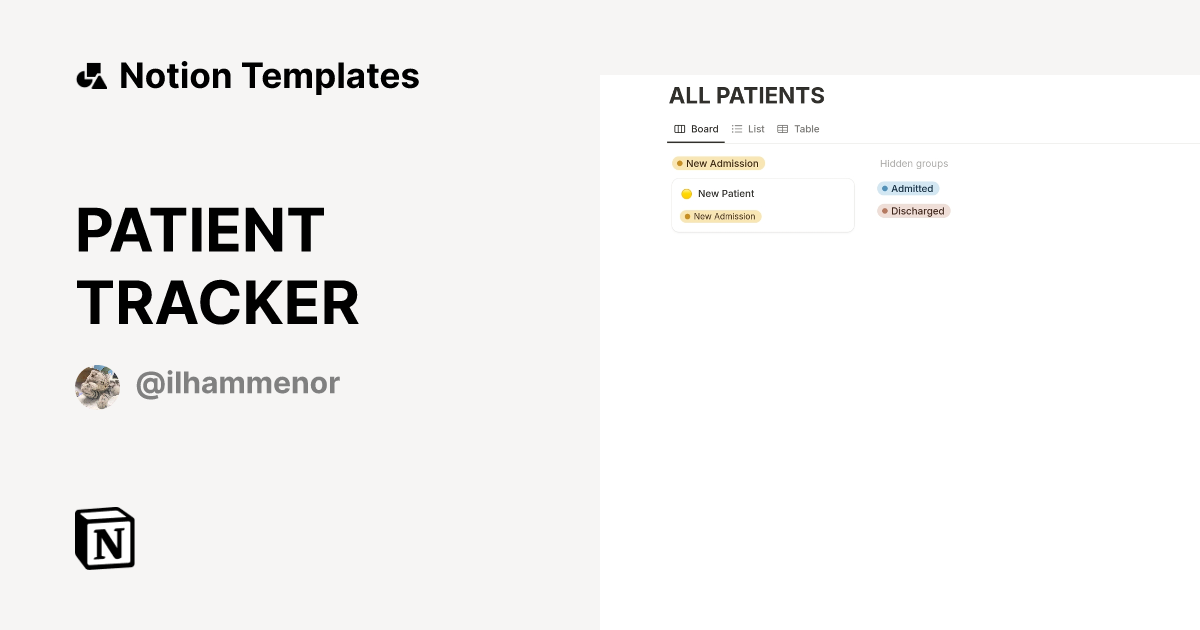 PATIENT TRACKER Template by a baddi3 | Notion Marketplace