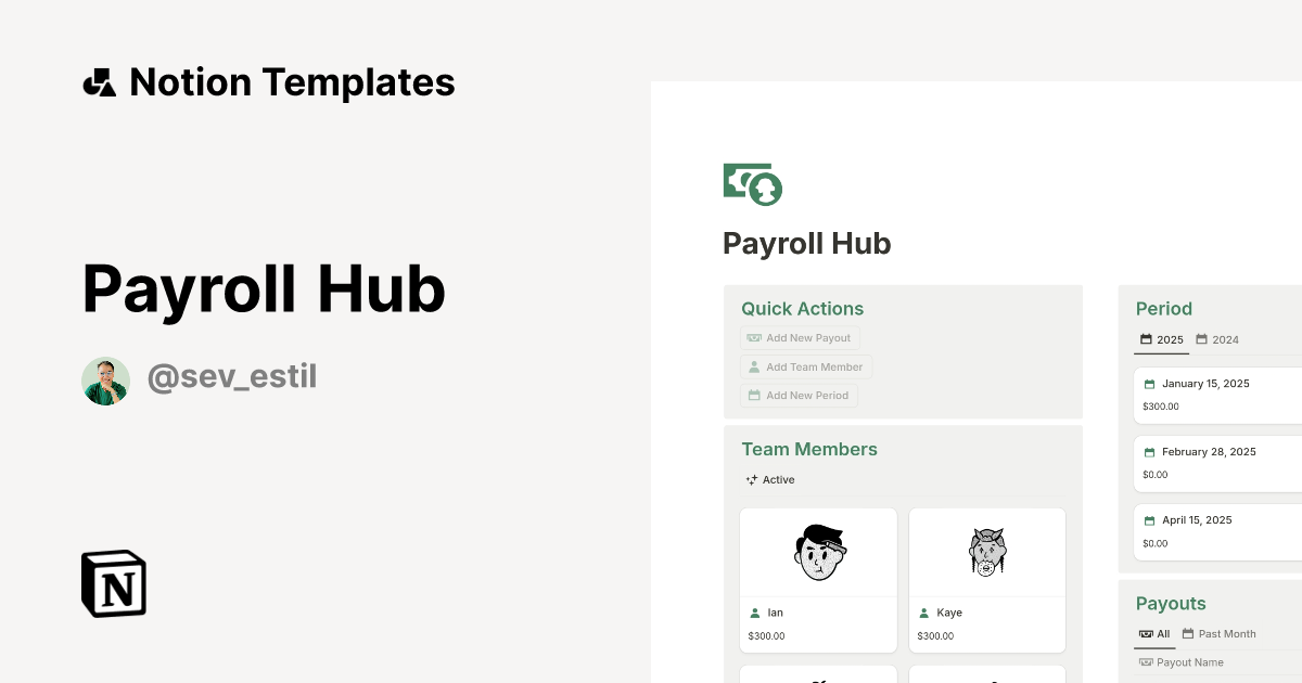 Payroll Hub Template by Sev Estil | Notion Marketplace
