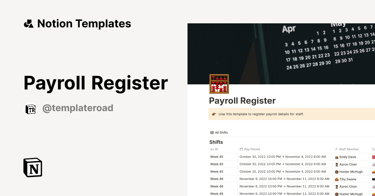 Payroll Register Template | Notion Marketplace