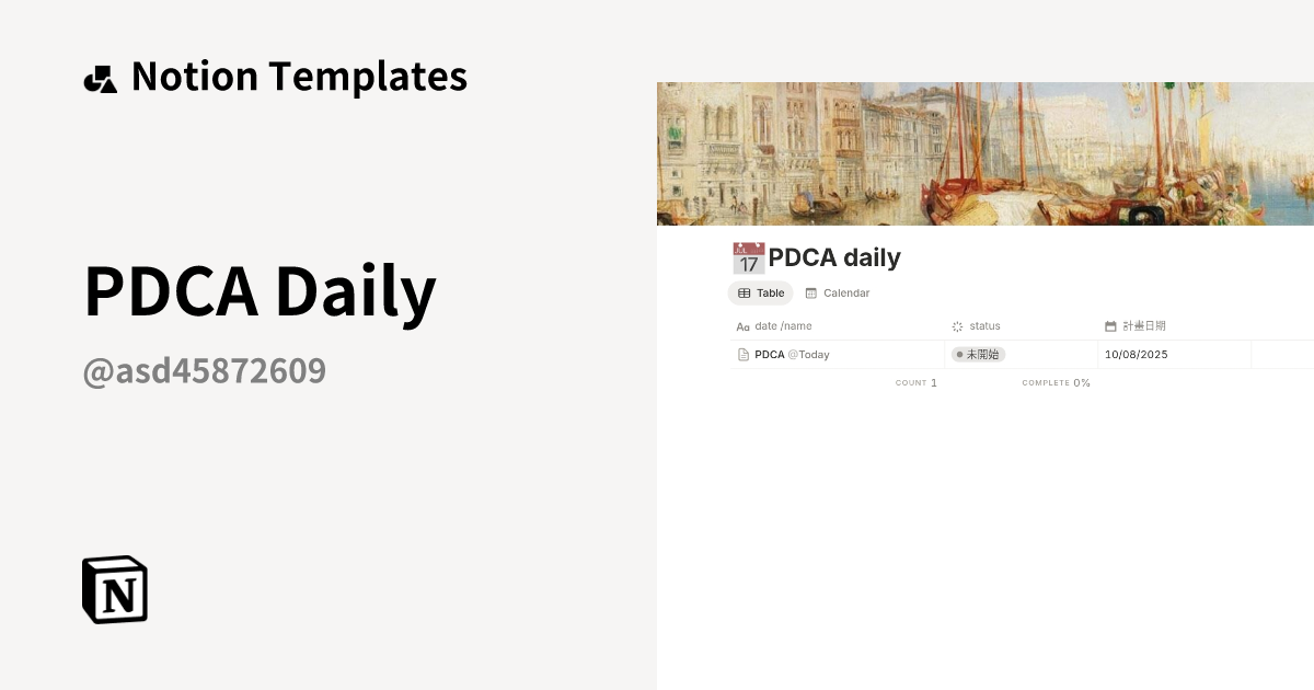 PDCA Daily Template by 顏 | Notion Marketplace