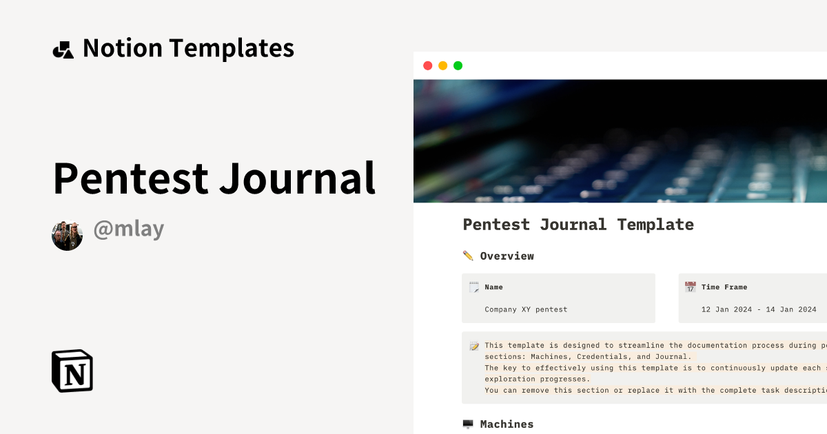 Pentest Journal Template | Notion Marketplace