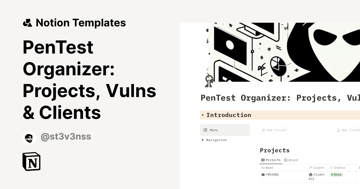 PenTest Organizer: Projects, Vulns & Clients Template by St3v3nsS ...